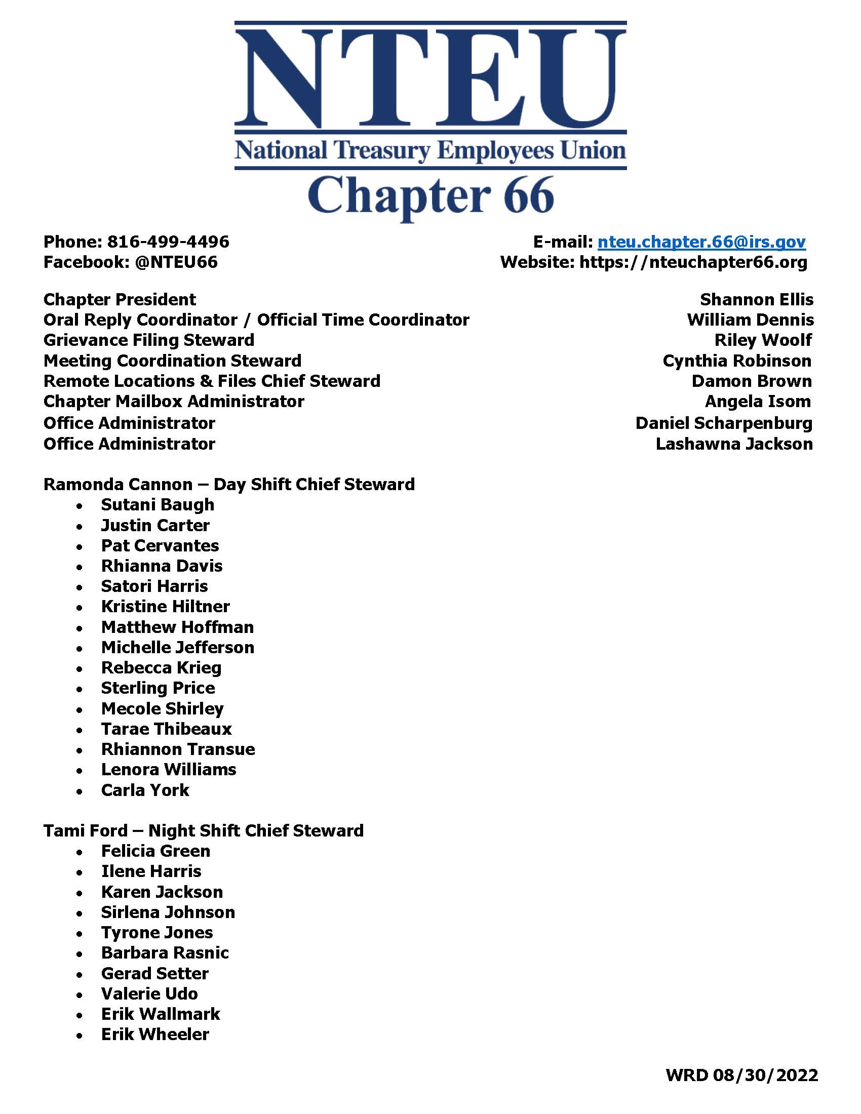 Who are Your Stewards? – NTEU Chapter 66